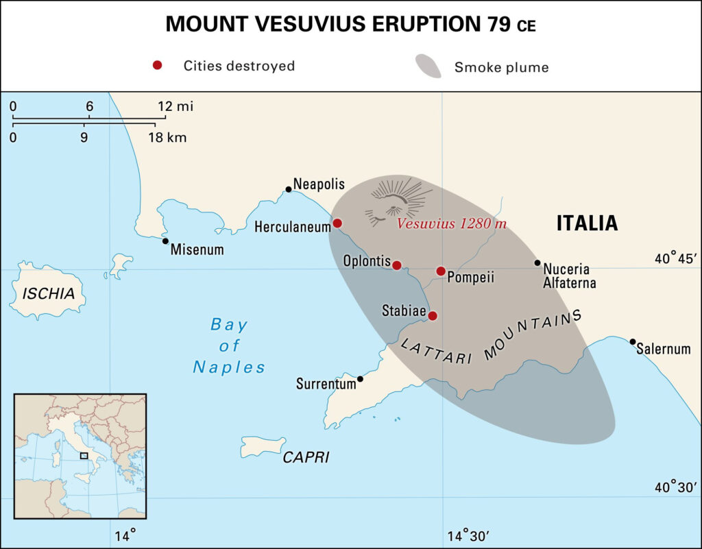 Map Of Italy Mount Vesuvius | Adams Printable Map