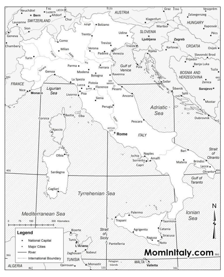 Map Of Italy With Cities And Towns Printable | Adams Printable Map
