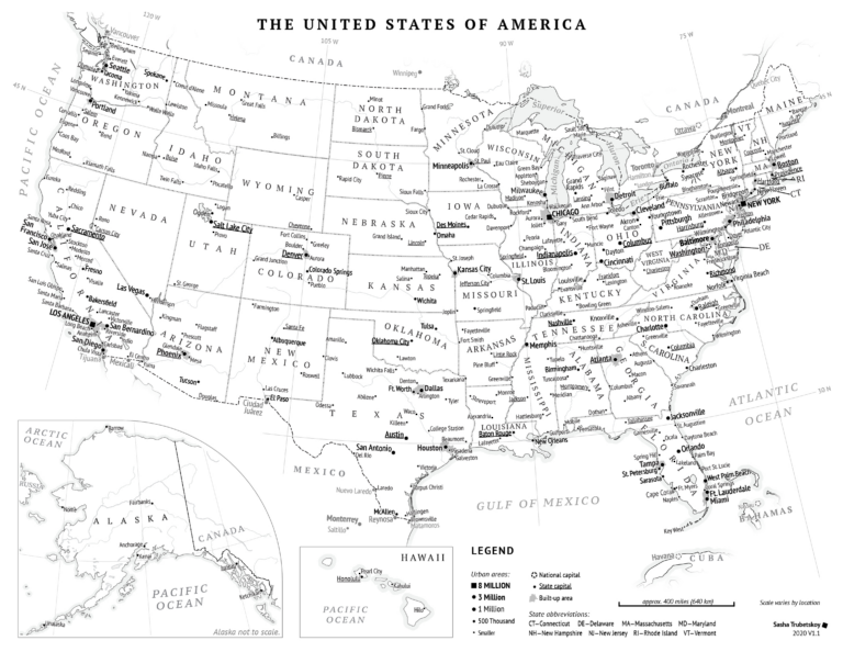 Free Printable Map Of United States With States Labeled | Adams ...