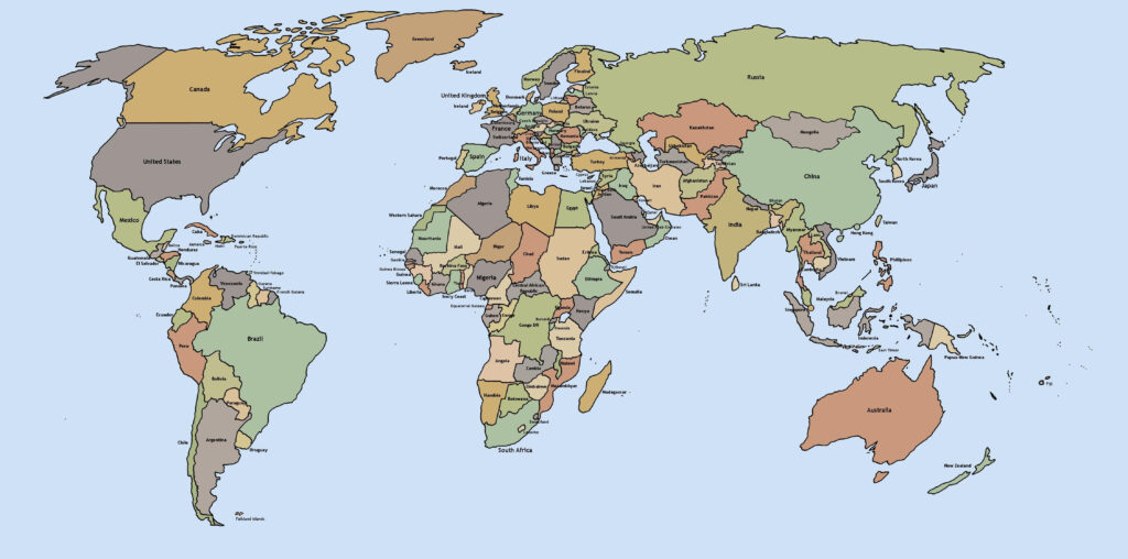 World Map With Countries Free Printable | Adams Printable Map
