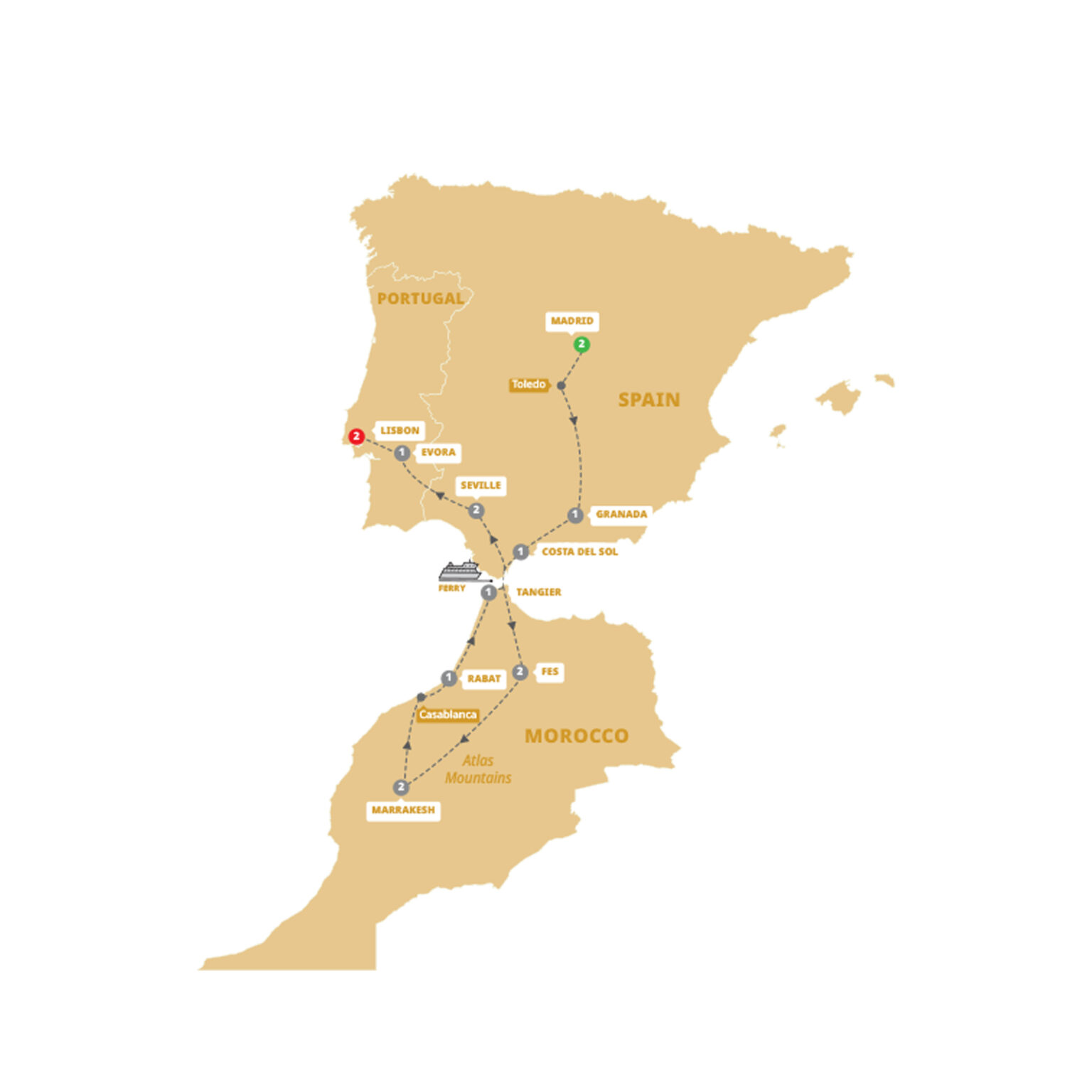 Map Of Spain And Portugal And Morocco | Adams Printable Map