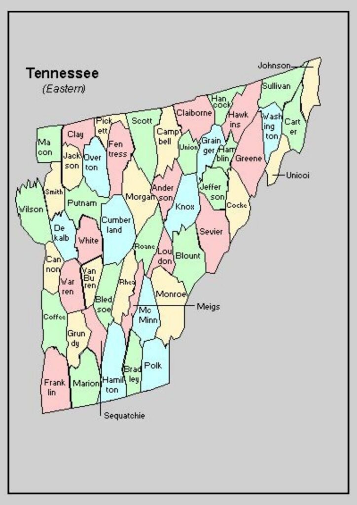 Free Printable Map Of Tennessee Counties And Cities | Adams Printable Map