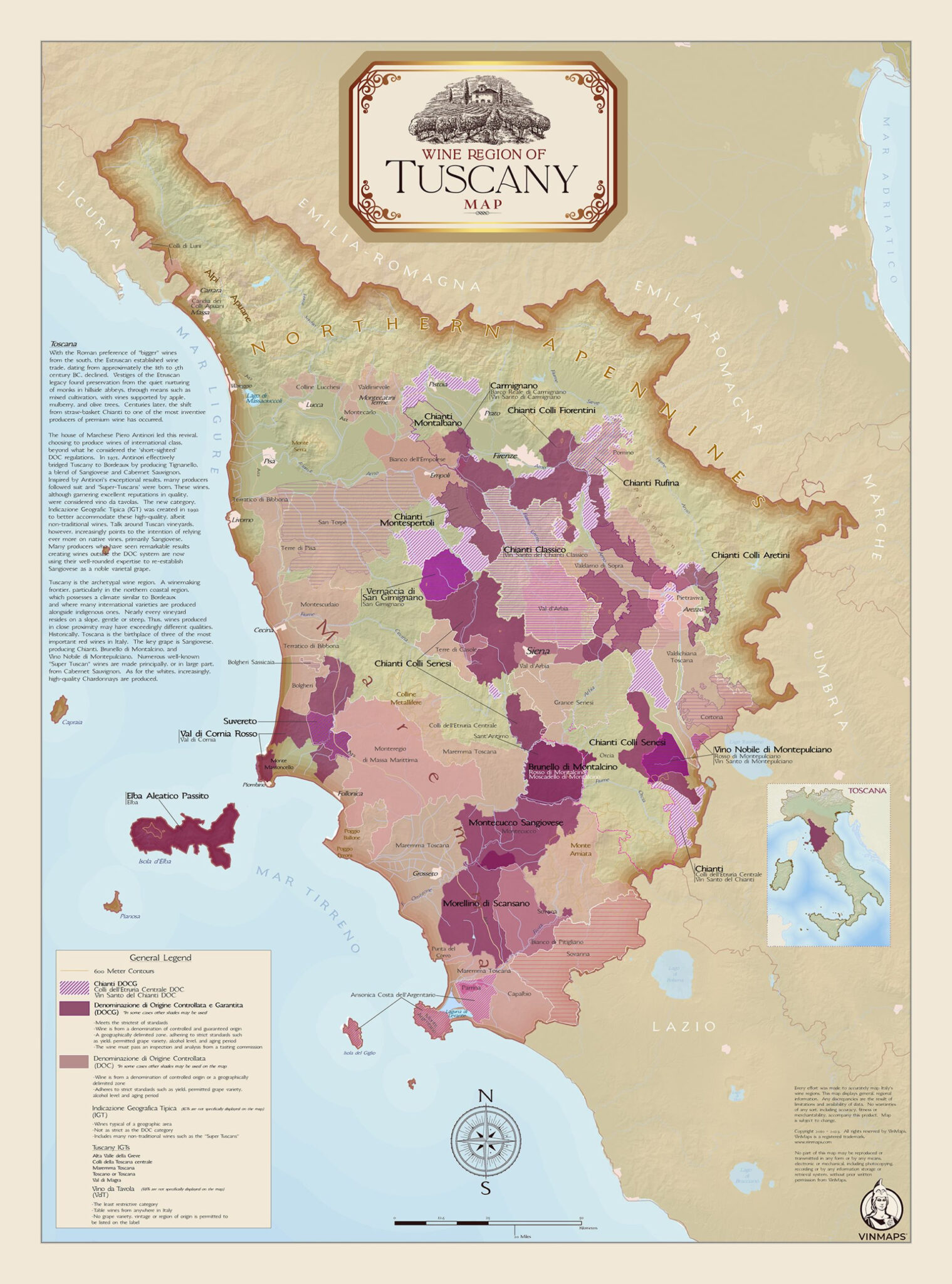 Map Of Tuscany Region In Italy | Adams Printable Map