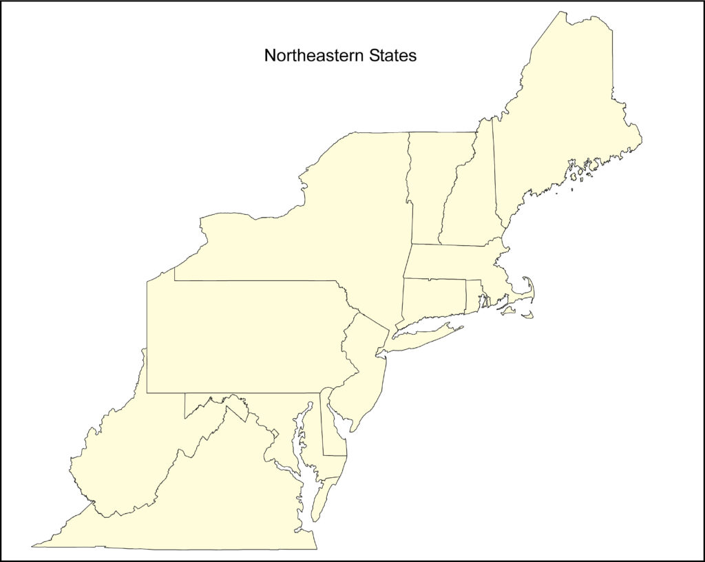 Printable Map Of Northeastern United States | Adams Printable Map