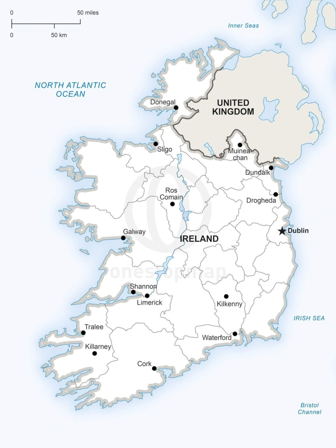 Printable Map Of Ireland With Cities | Adams Printable Map