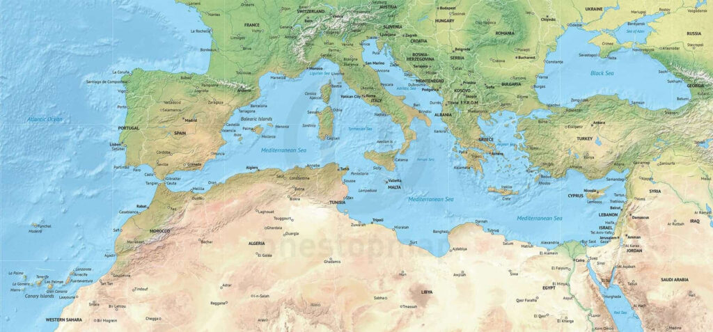 Printable Map Of Mediterranean Sea | Adams Printable Map