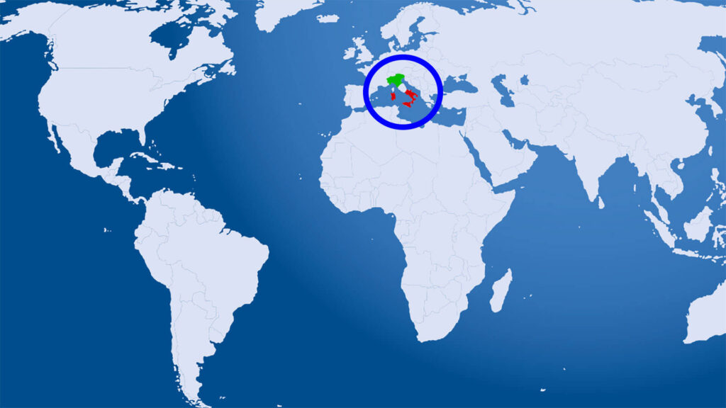 Italy On A Map Of The World | Adams Printable Map
